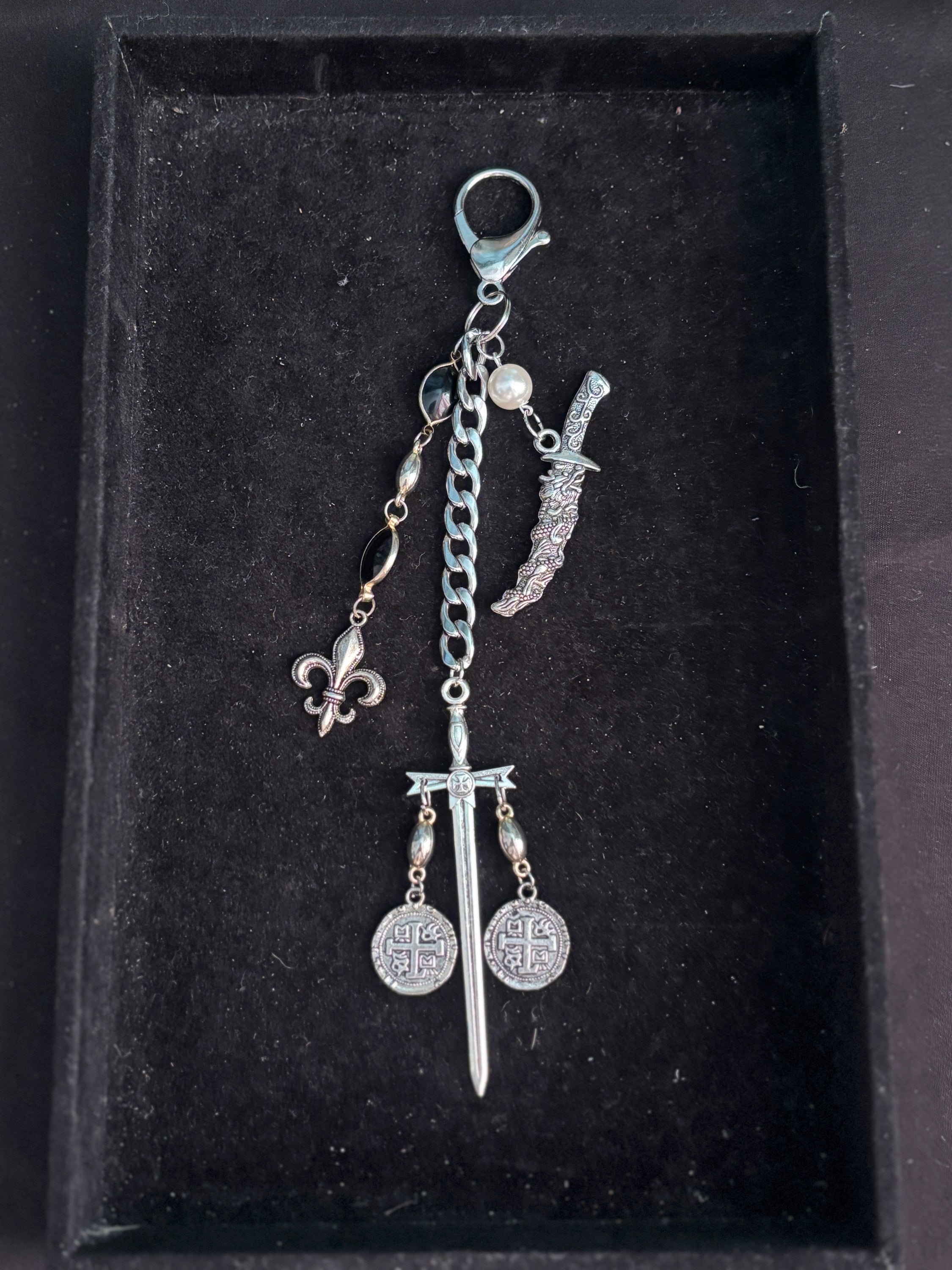 Ornate Silver Bag or Belt Loop Charm | Obsidian Revival